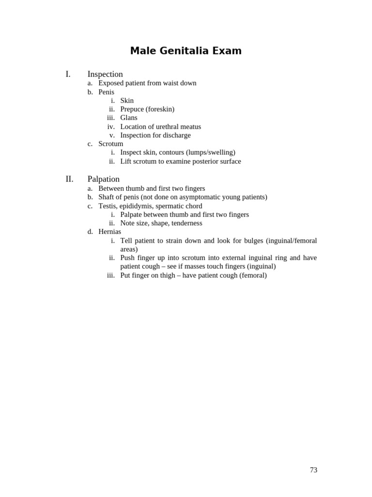 Male Genital Exam Guidelines | PDF