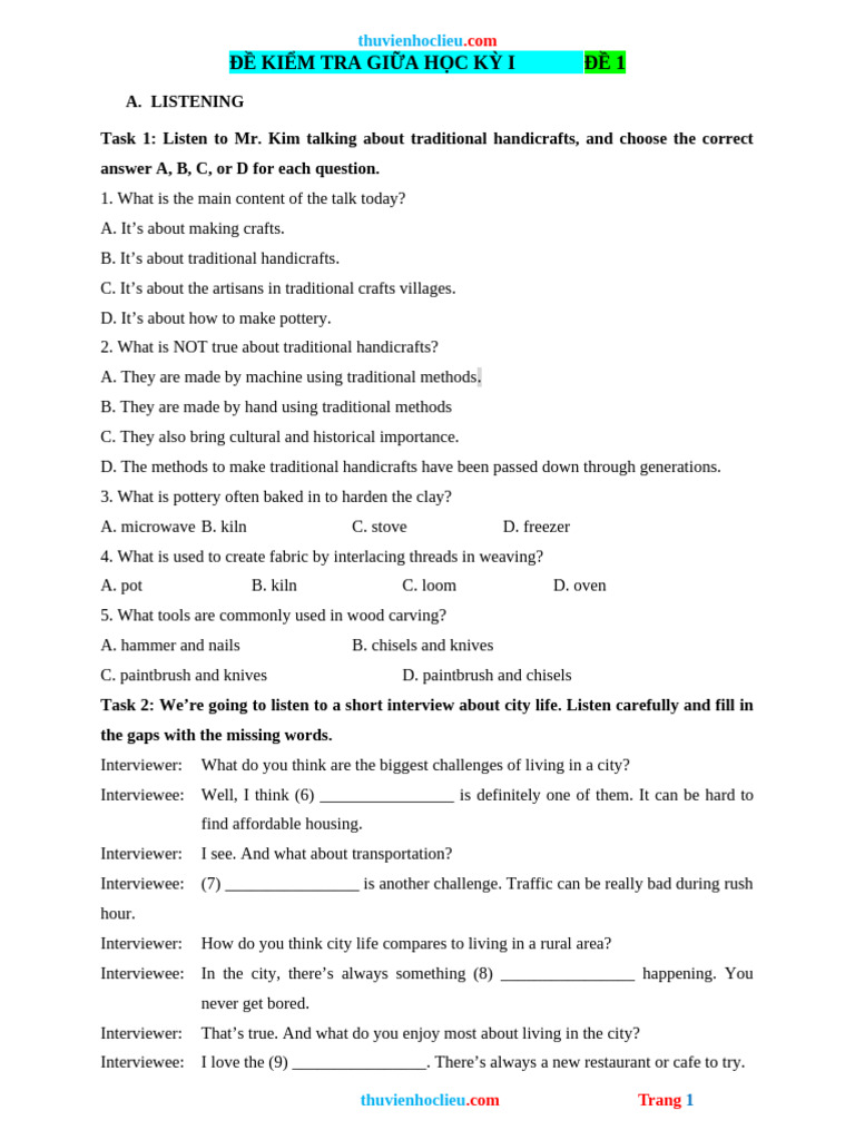 Midterm Exam Listening & Language Tasks | PDF | Healthy Diet | Sleep