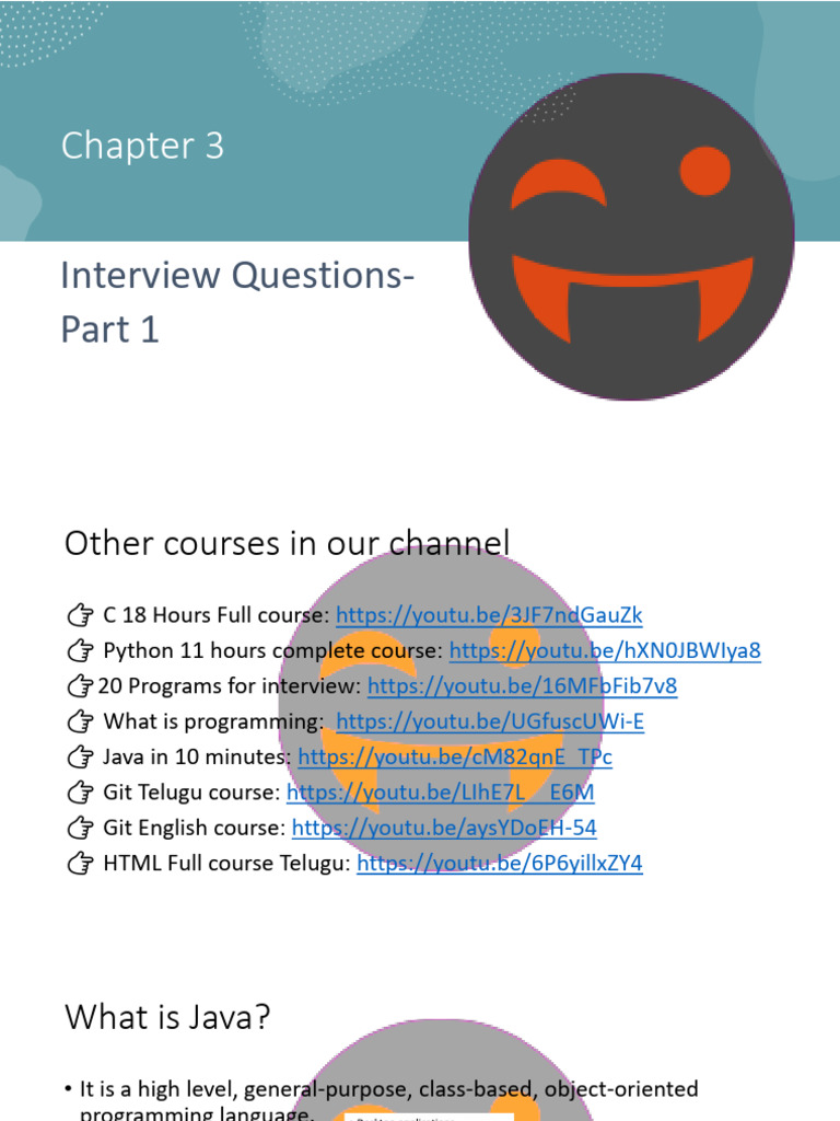 Chapter3 - Interview Questions - Part1 | PDF | Java (Programming ...