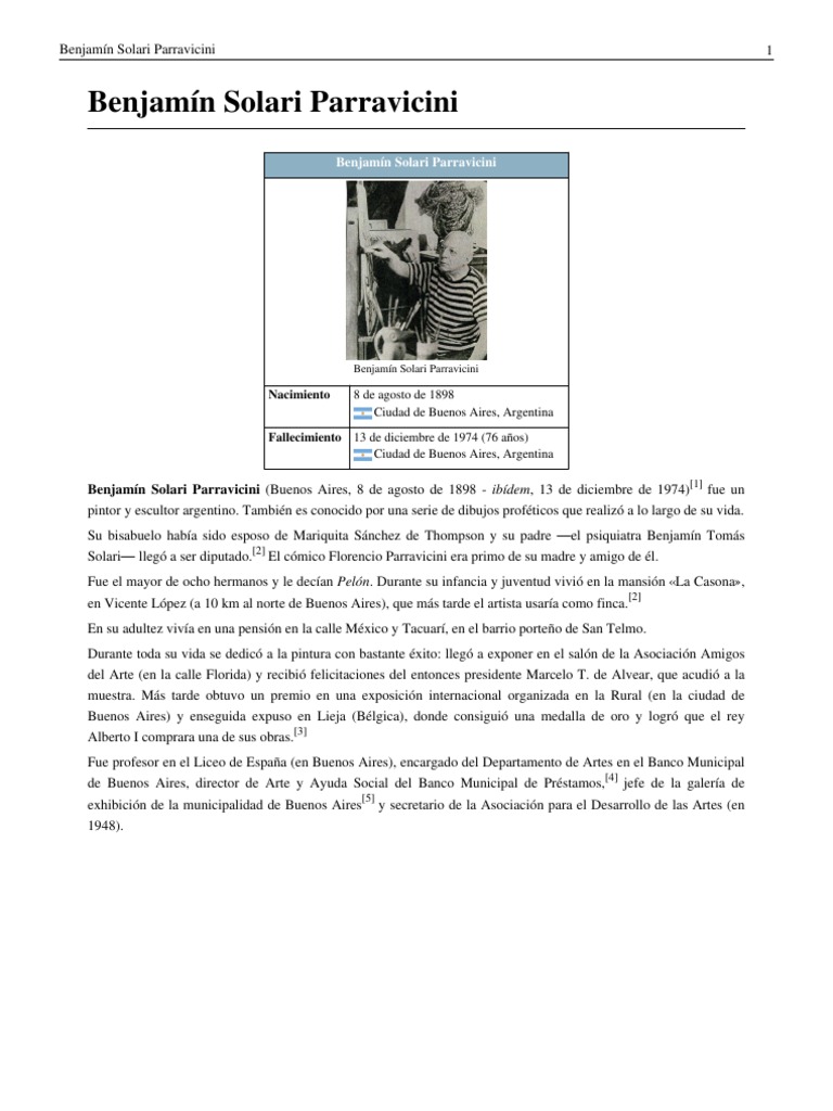 Benjamín Solari Parravicini Wiki | PDF