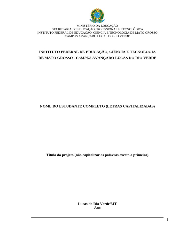 Projeto de TCC Instituto Federal MT | PDF | Science | Desenvolvimento ...