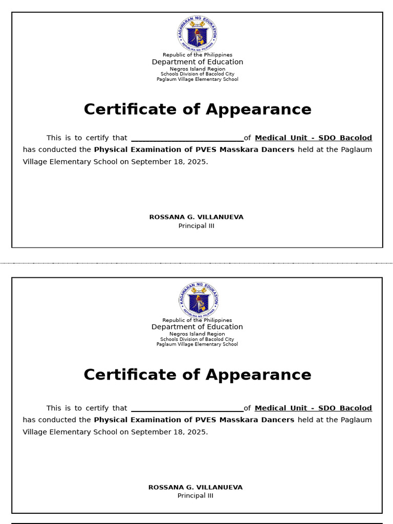 Certificate of Appearance for Masskara 2025 | PDF | Philippines