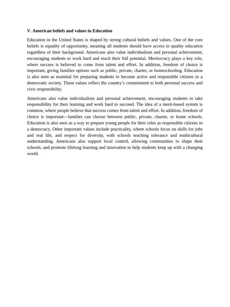 American Values in Education System | PDF