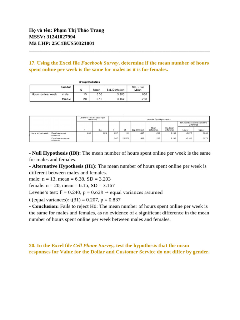 Assignment 5 Business Analytics | PDF | Analysis Of Variance | Null ...