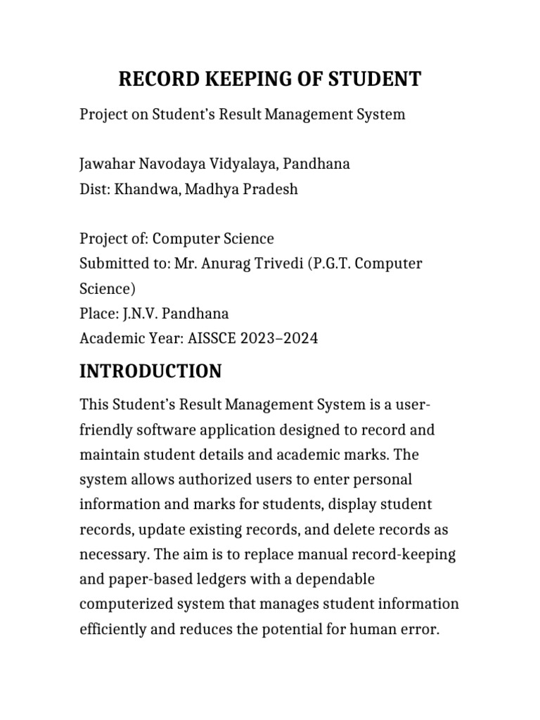 Student Result Management System Overview | PDF