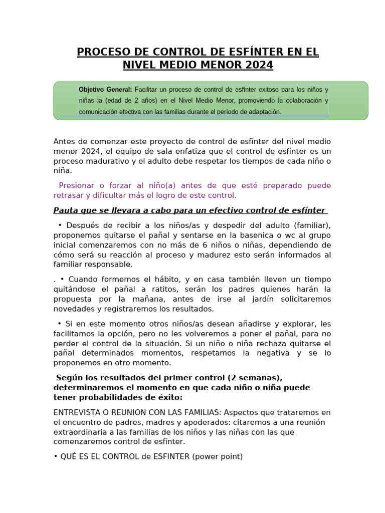 Control de Esfínter Nivel Medio Menor 2024 | PDF | Adultos