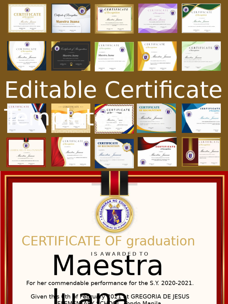 Editable Graduation Certificate Template | PDF