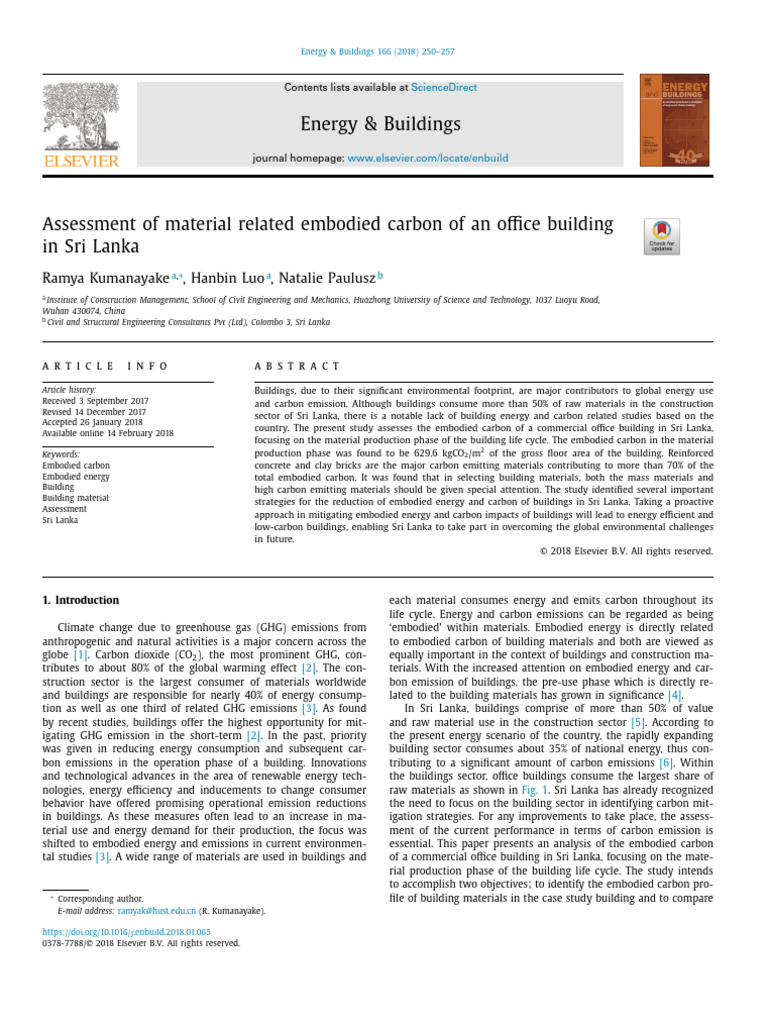 Embodied Carbon Assessment in Sri Lanka | PDF | Concrete | Green Building