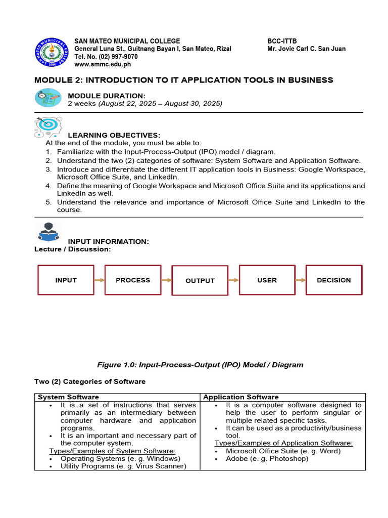 BCC ITTB Module 2 Introduction To IT Application Tools in Business ...