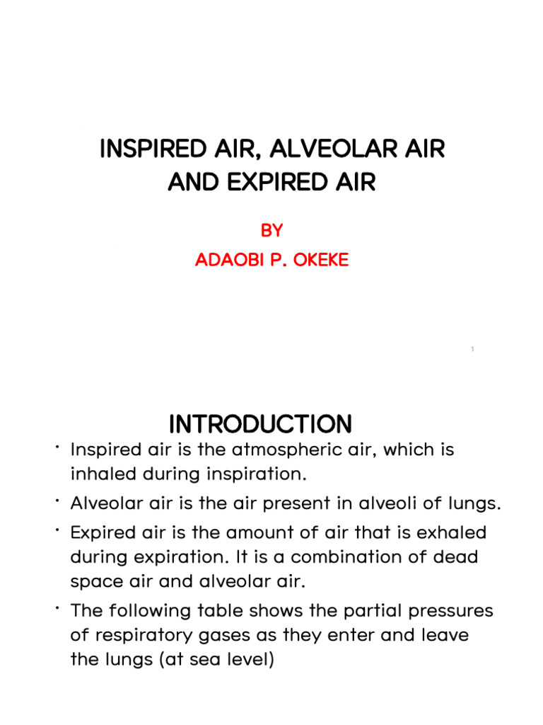 Inspired Air, Alveolar Air and Expired Air | PDF | Respiratory System ...