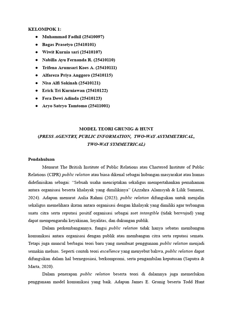 Teori PR Grunig & Hunt dalam Krisis BBM | PDF