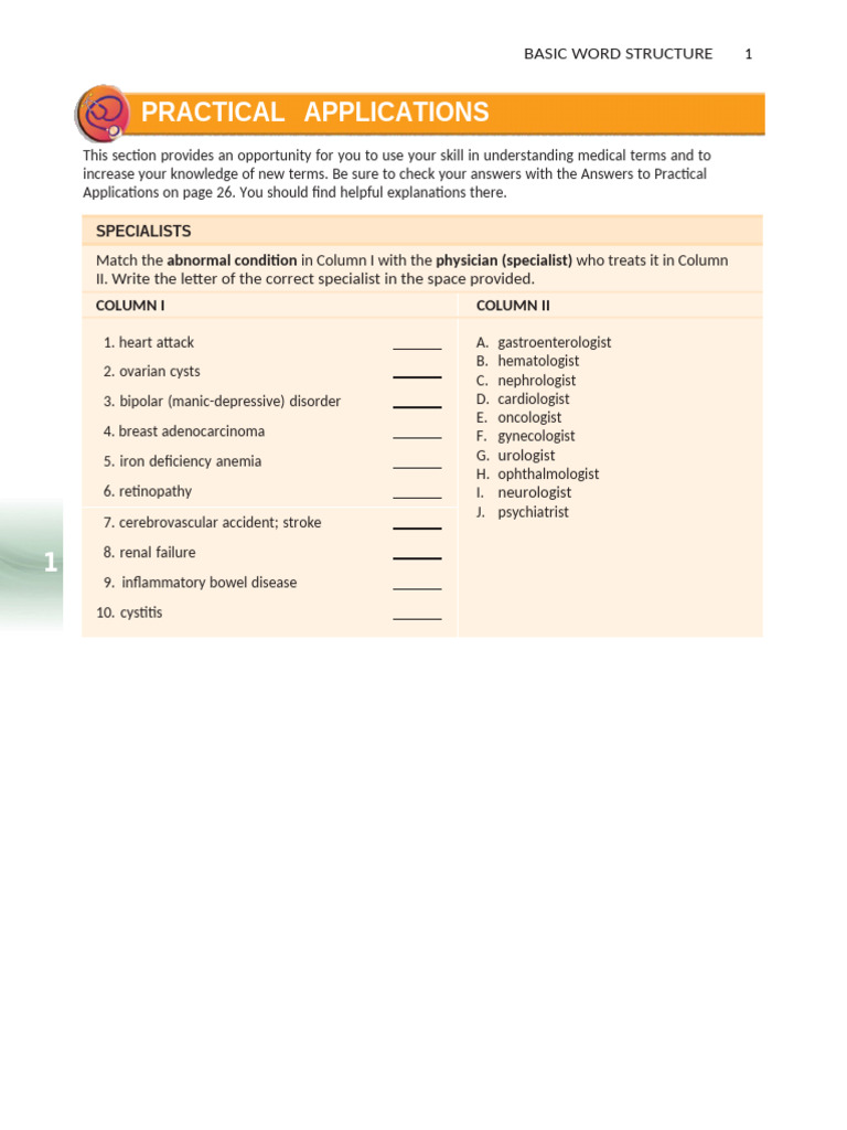 Basic Word Structure - Exercises | PDF | Cancer | Pancreas