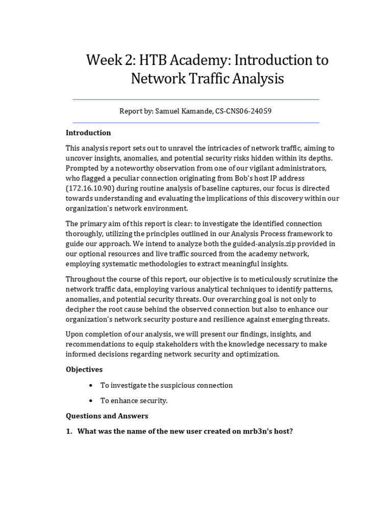 Samuel Kamande Assignement HTB Academy Introduction To Network Traffic Analysis | PDF ...