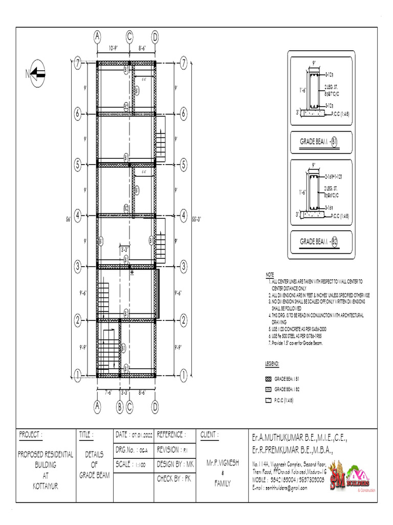 Kottaikur Residential Building Grade Beam Details | PDF | Chess | Chess ...