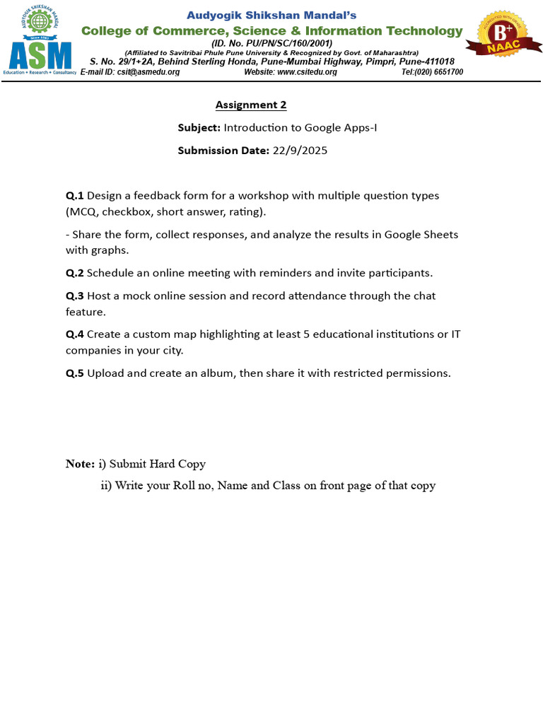 Assignment 2 Google Apps-I | PDF