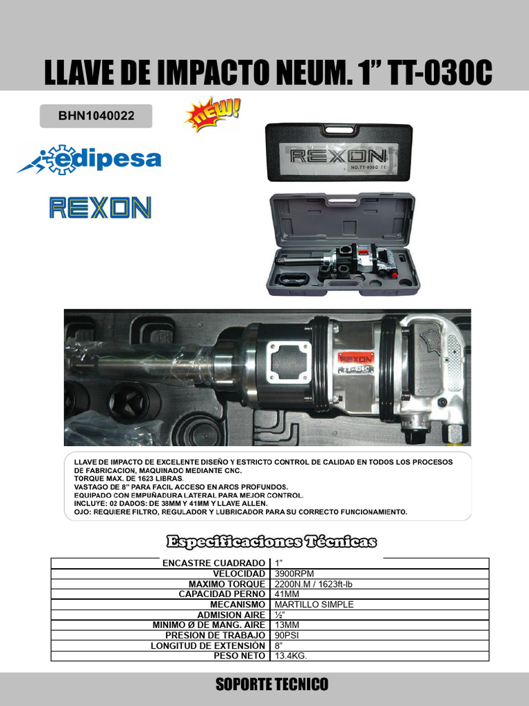 Llave de Impacto 1'' Tt-030c Rexon (Bhn1040022).Doc (1) (1) (1) | PDF
