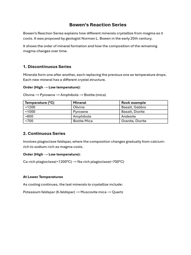 Bowen Reaction Series | PDF