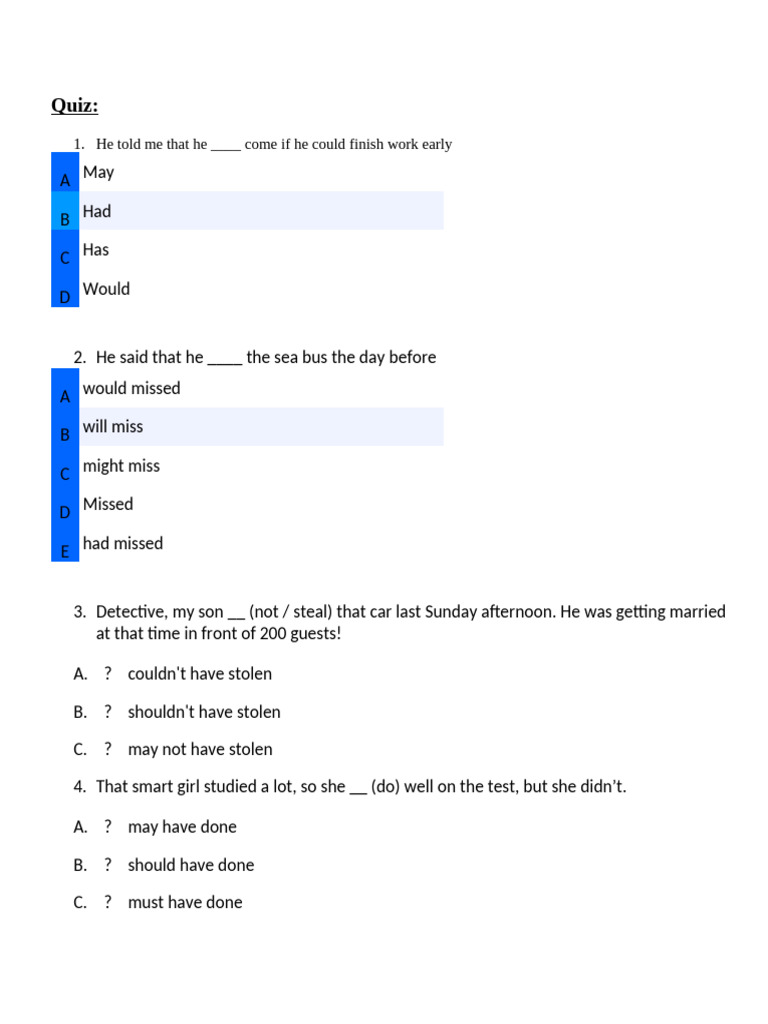 Stage Quiz Level 12, 11, 10 Model 2 | PDF