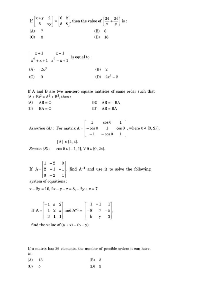 Matrices and Determinants | PDF
