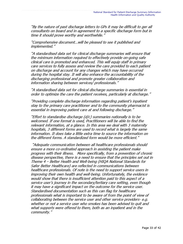 National Standard Patient Discharge Summary 33 | PDF | Health Care ...