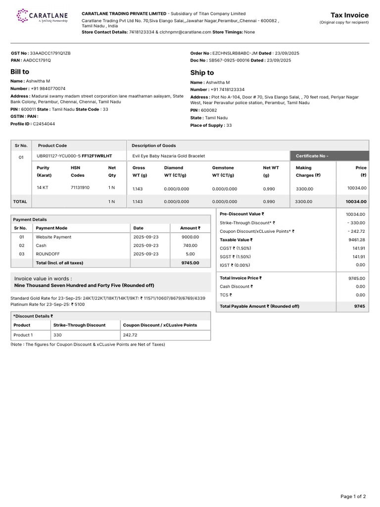Tax Invoice: SR No. Product Code Description of Goods | PDF | Invoice ...