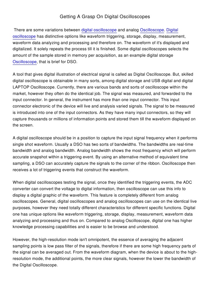 Figuring Out Oscilloscopes | PDF | Signal (Electrical Engineering) | Telecommunications Engineering
