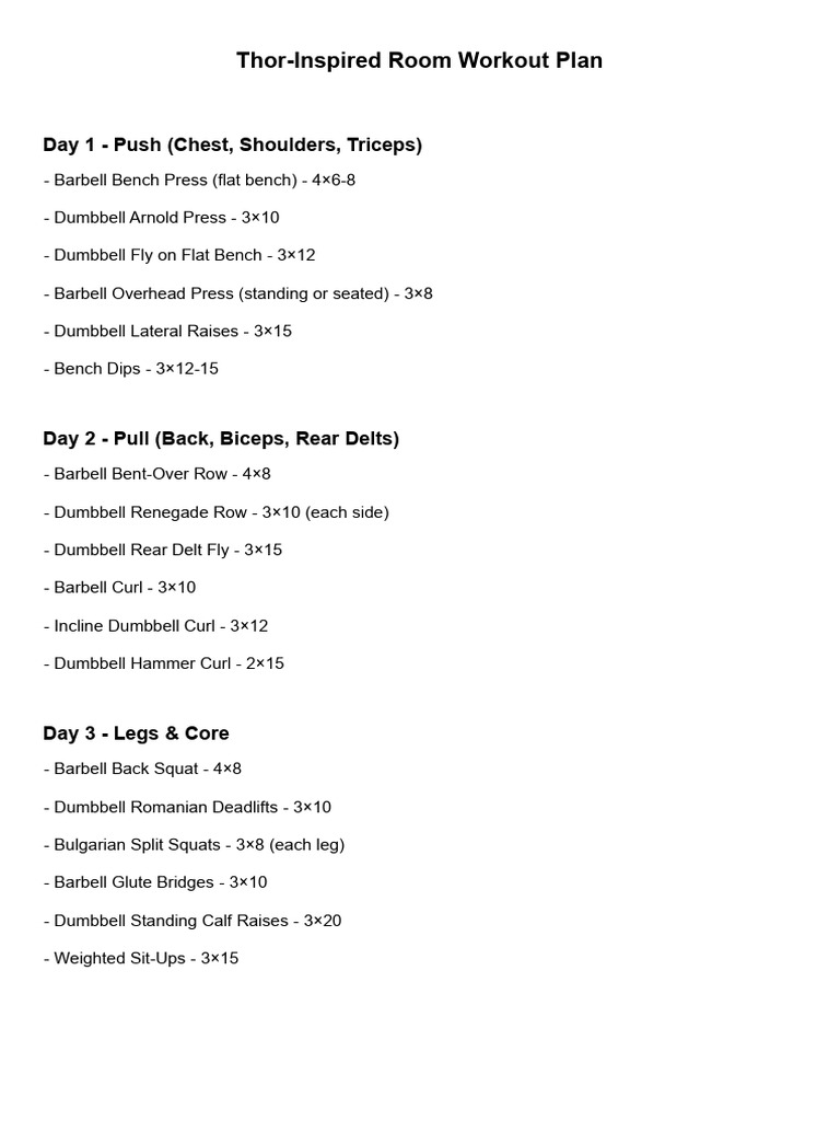 Thor Workout Plan | PDF