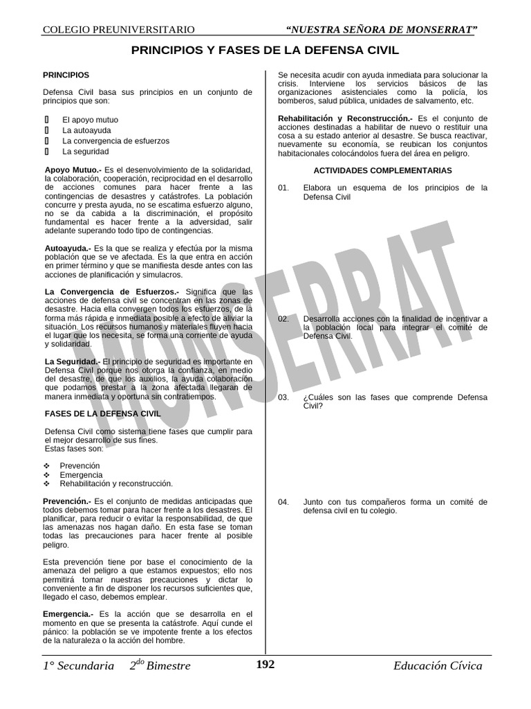 Principios y Fases de la Defensa Civil | PDF | Defensa Civil