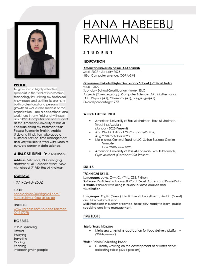 BSc Computer Science Student Profile | PDF | Computer Science | Computing