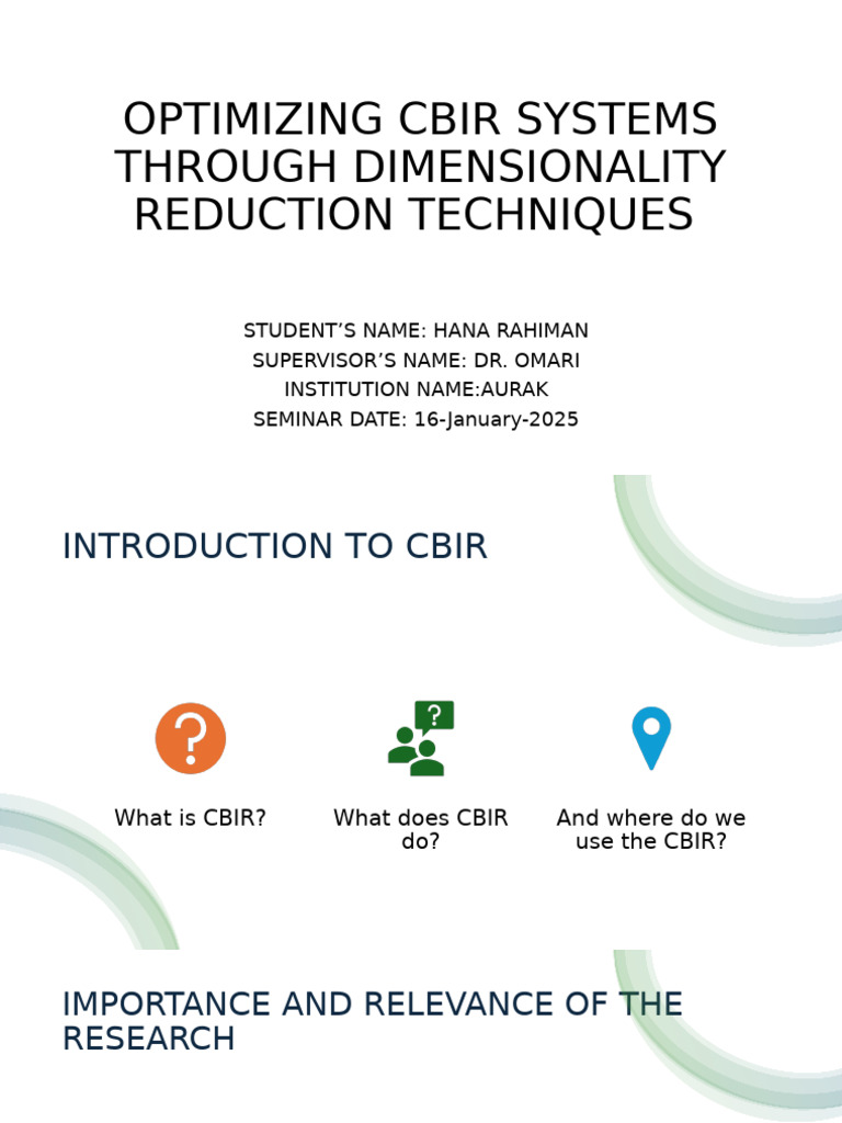 Optimizing Cbir Systems Through Dimensionality Reduction Techniques | PDF | Cluster Analysis ...