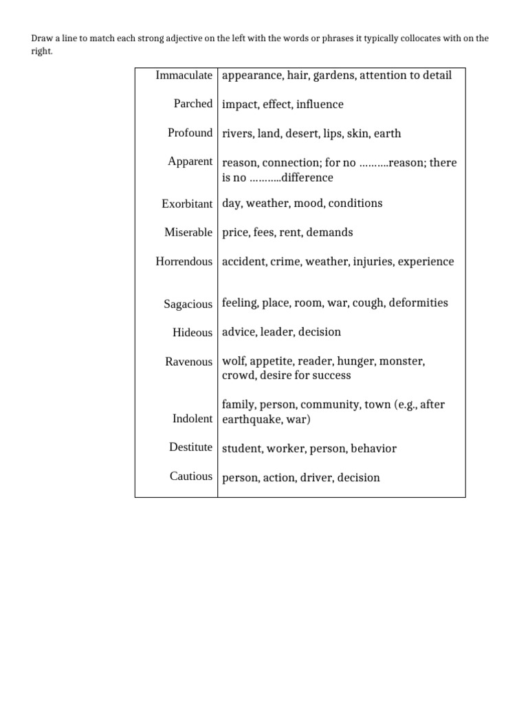 Vocabulary Matching Exercise | PDF
