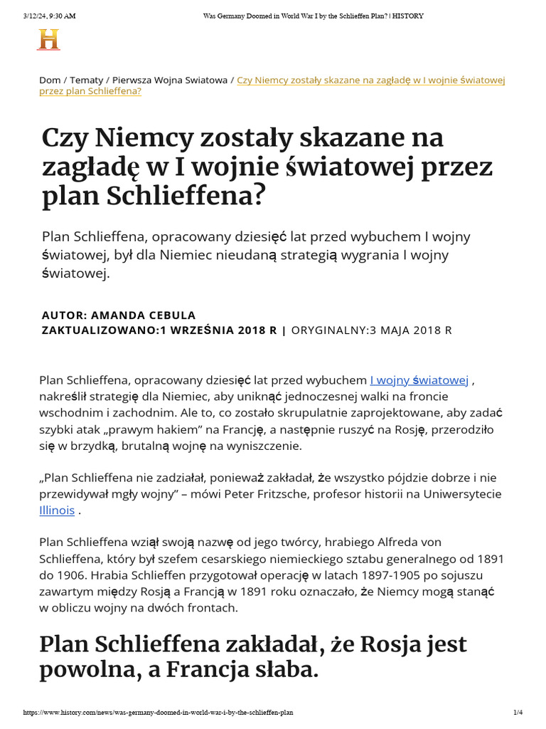 Was Germany Doomed in World War I by The Schlieffen Plan - HISTORY | PDF