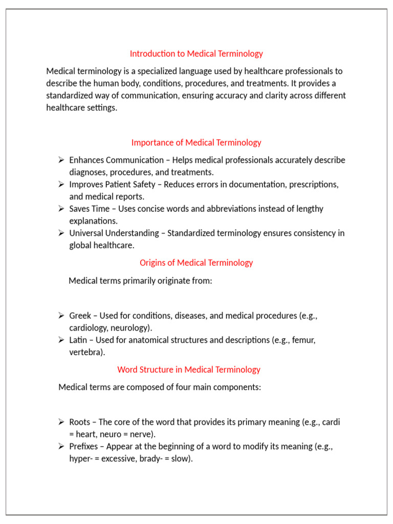 Understanding Medical Terminology Basics | PDF