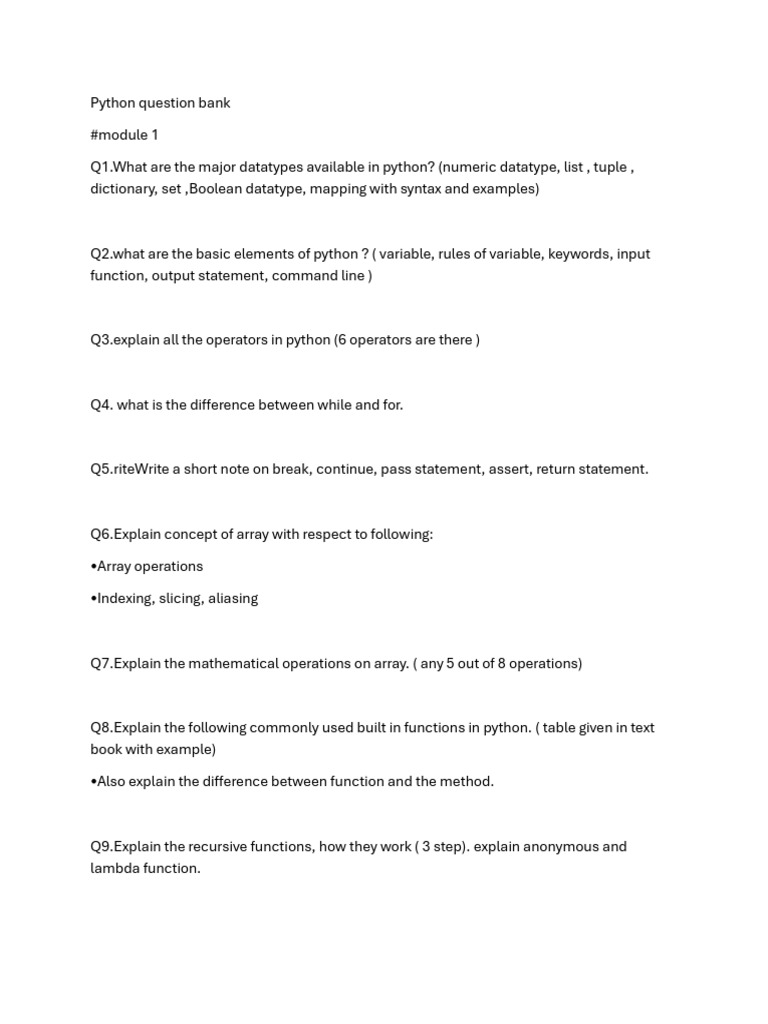 Python Question Bank | PDF