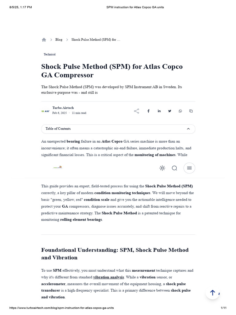 SPM Instruction For Atlas Copco GA Units | PDF | Bearing (Mechanical) | Decibel