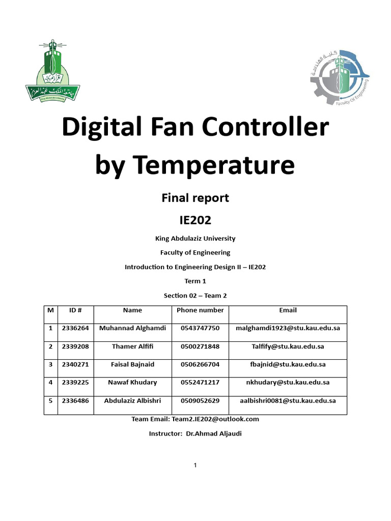 Temperature-Controlled Fan System Report | PDF | Ventilation (Architecture)