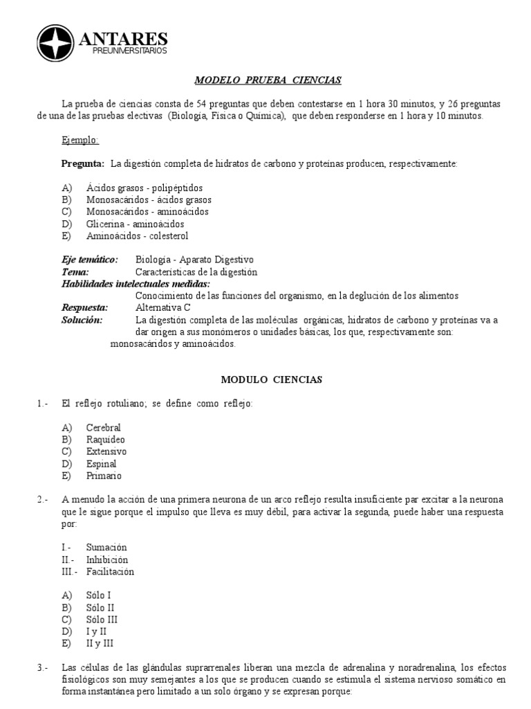 Prueba Psu Ciencias | PDF | Biología Celular) | Digestión