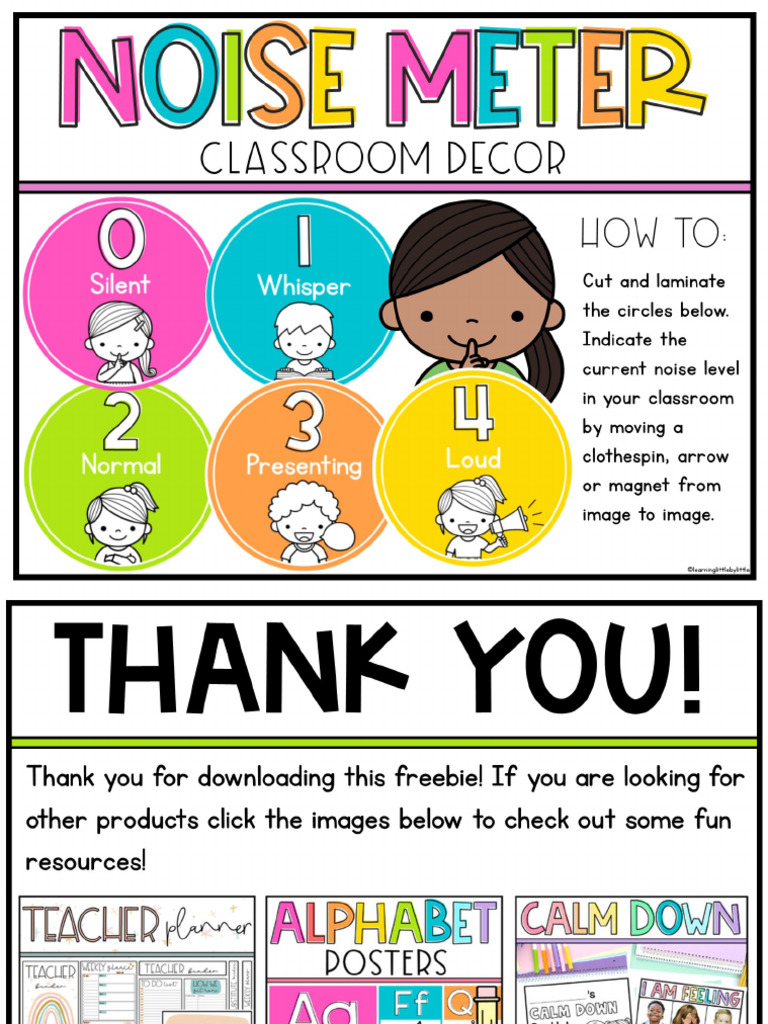 BrightNoiseLevelMeterVoiceLevelsFREEBIEClassroomManagementDecor 1 | PDF