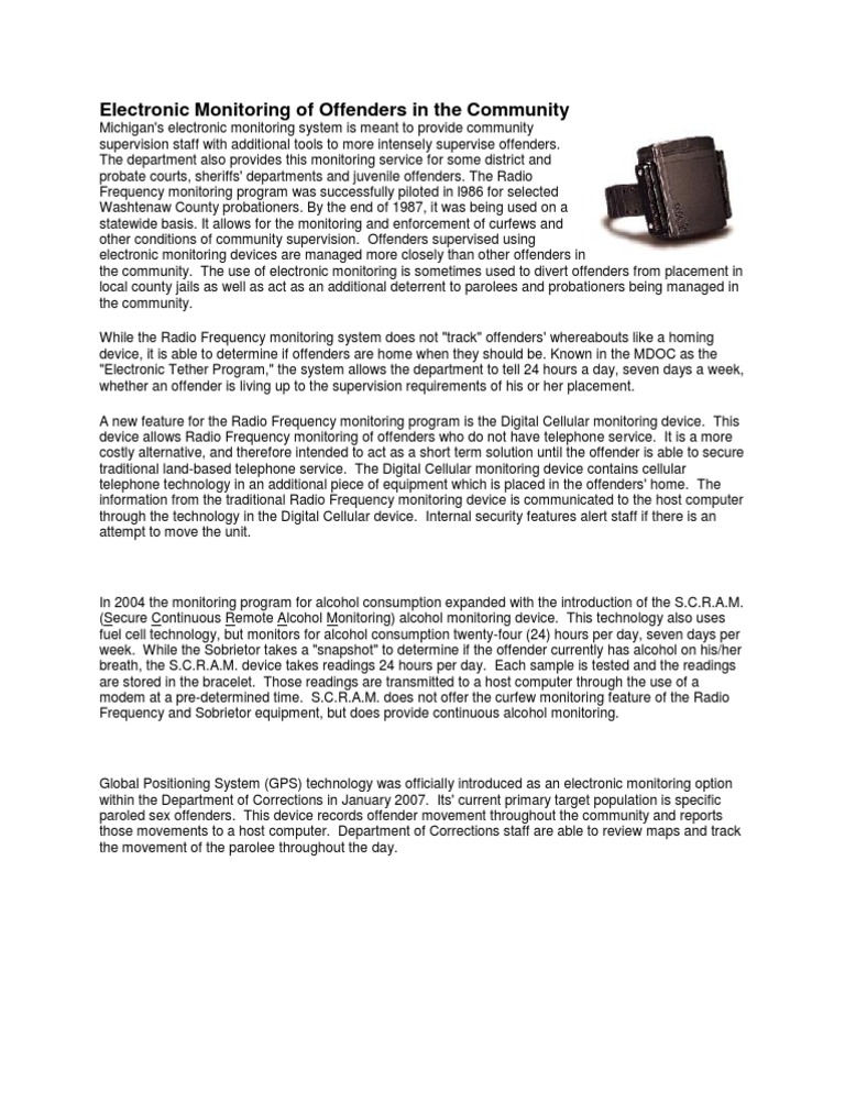 Electronic Monitoring of Offenders in The Community | PDF | Probation ...