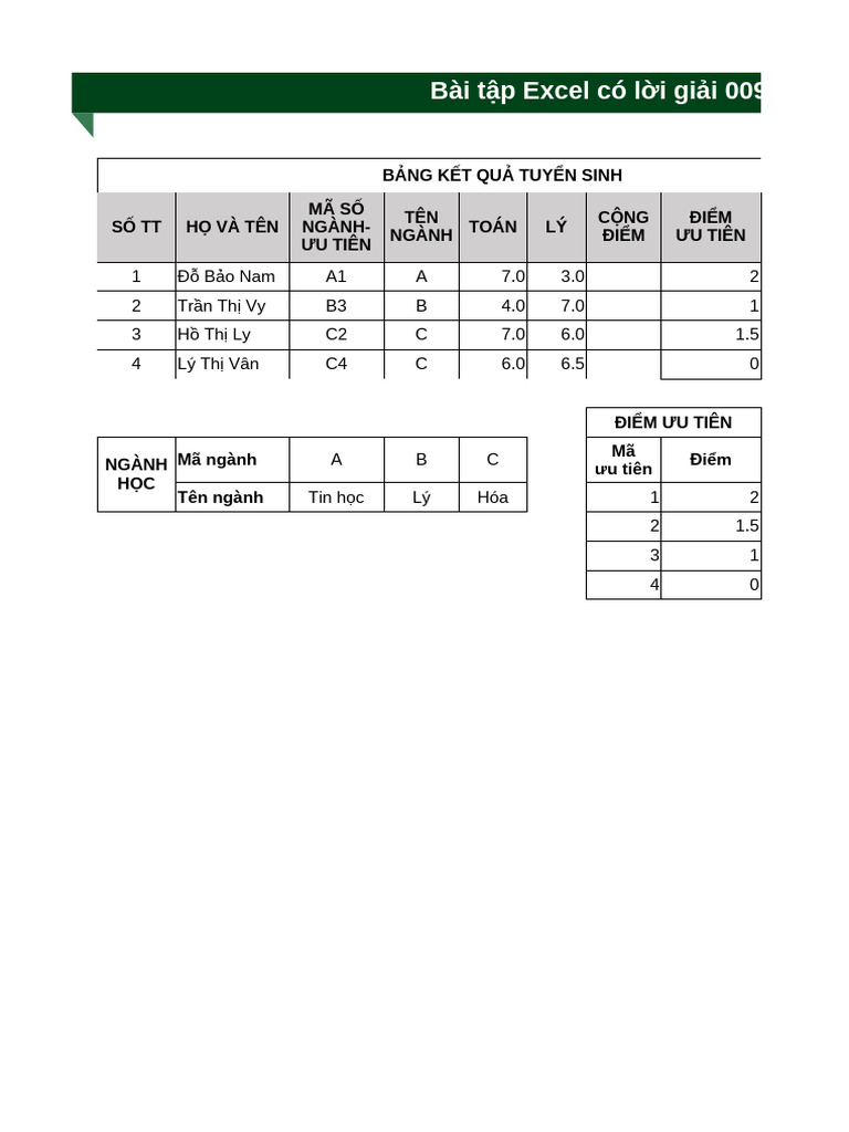 Bai Tap Excel 009 | PDF