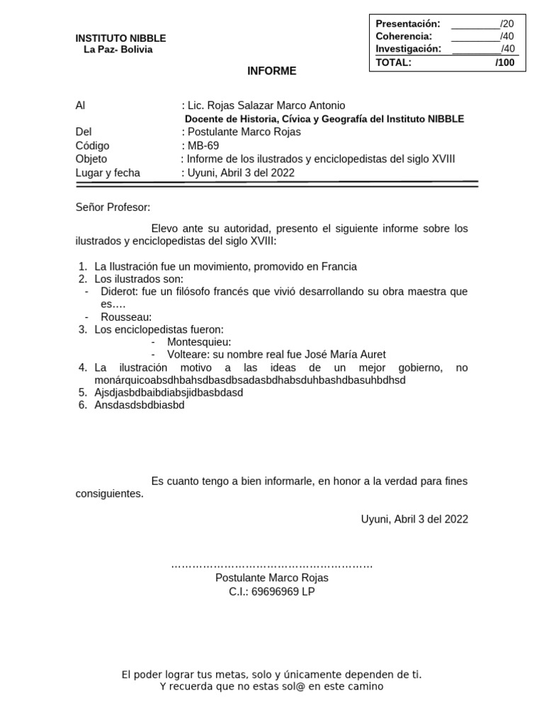 Formato INFORME | PDF