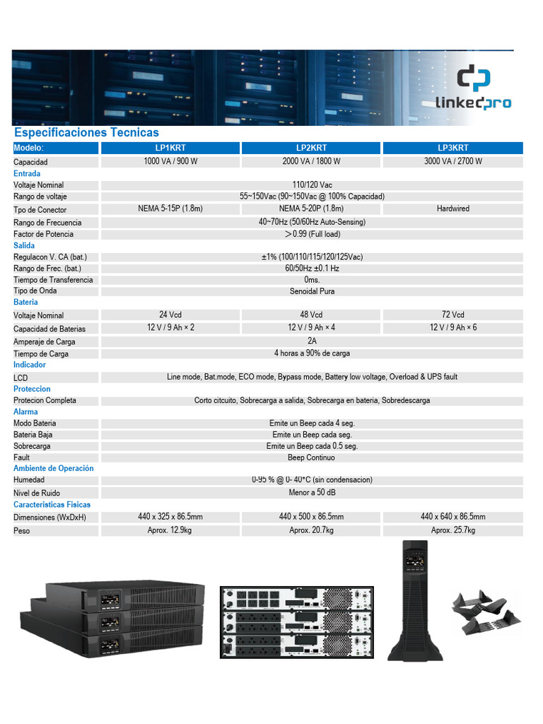 Datasheet LP RT Series 1KVA-3KVA | PDF | Electrónica | Sonido