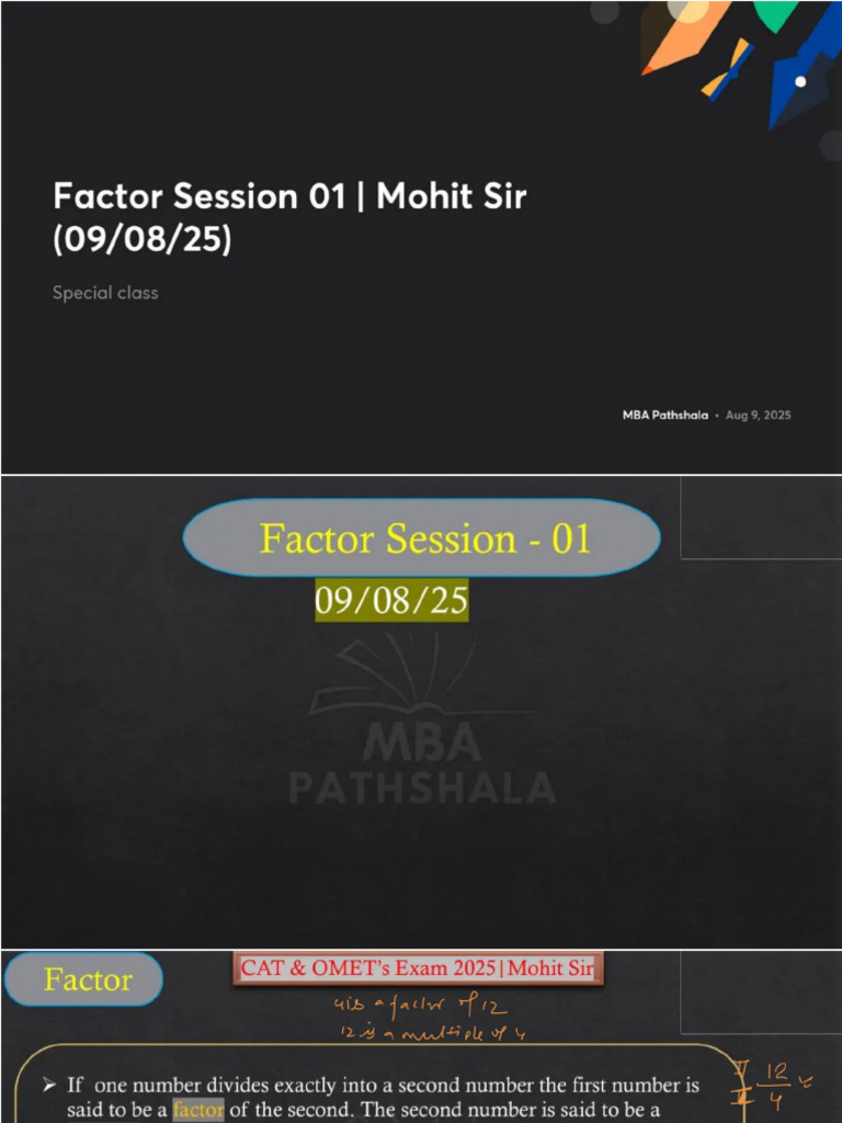 Factor Session 01 Mohit Sir 090825 With Anno | PDF