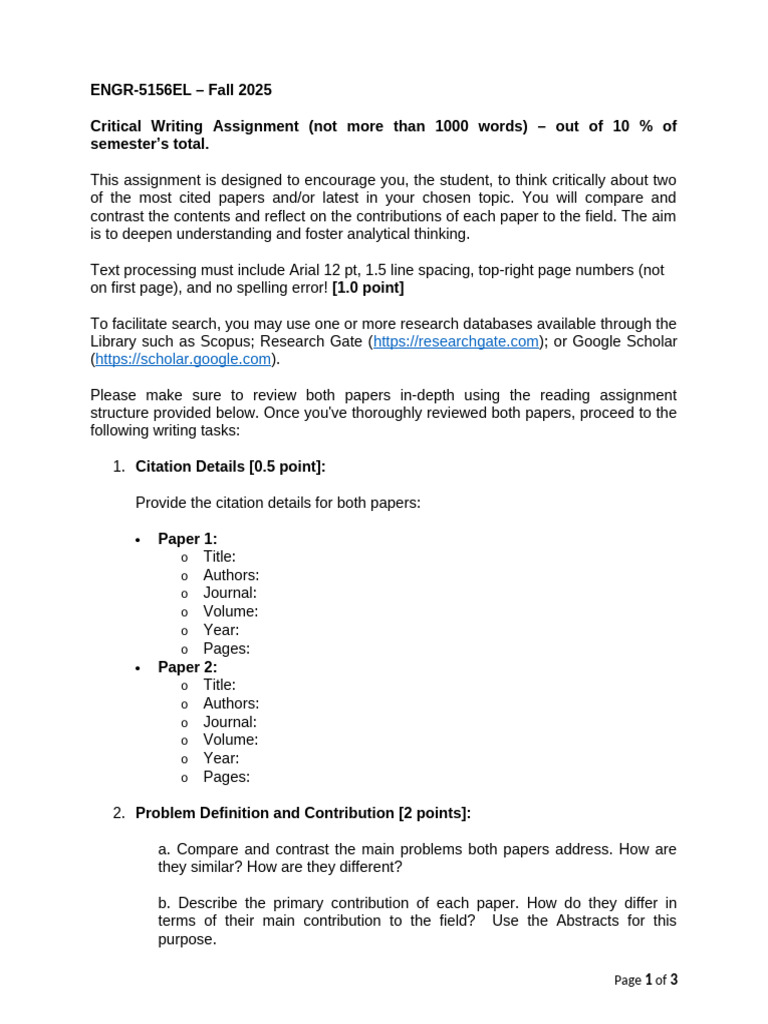 ENGR5156 Assignment2 Critical Writing Fall2025 | PDF | Science