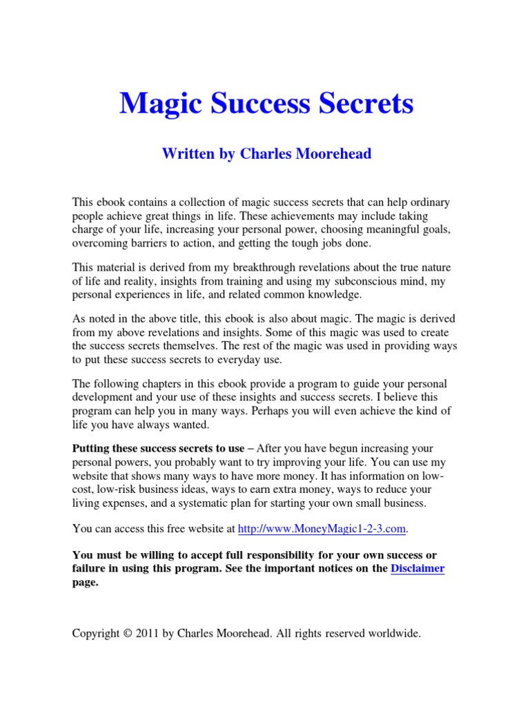Magic Success Secrets | PDF | Self-Improvement | Career & Growth
