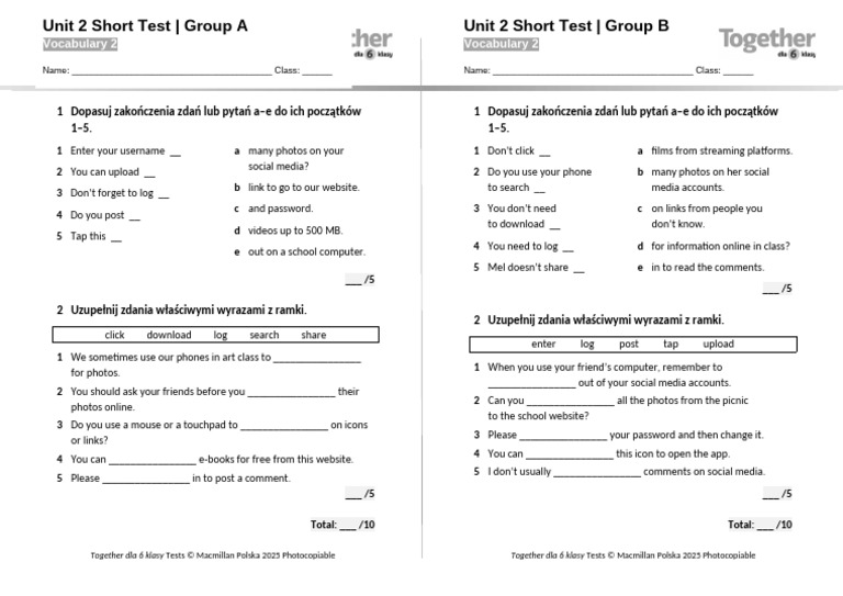 Unit 2 Short Test for Class 6 | PDF | Computing | Software