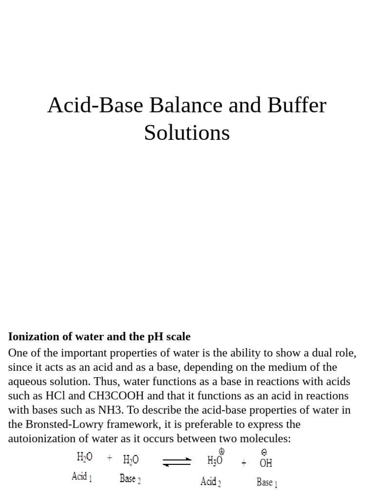 Acid Base Balance and Buffer Solutions Faculty of Medicine and Health ...