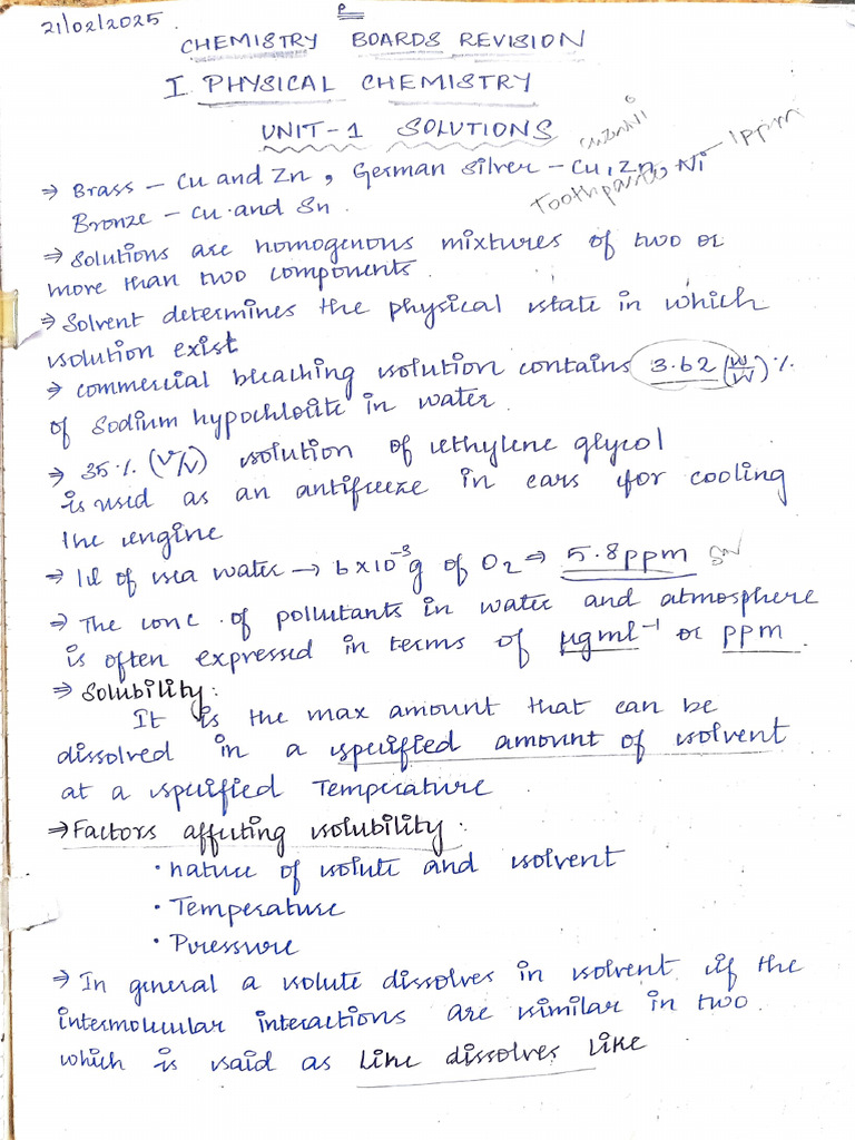 Class 12 Solutions NCERT Short Notes For Revision | PDF
