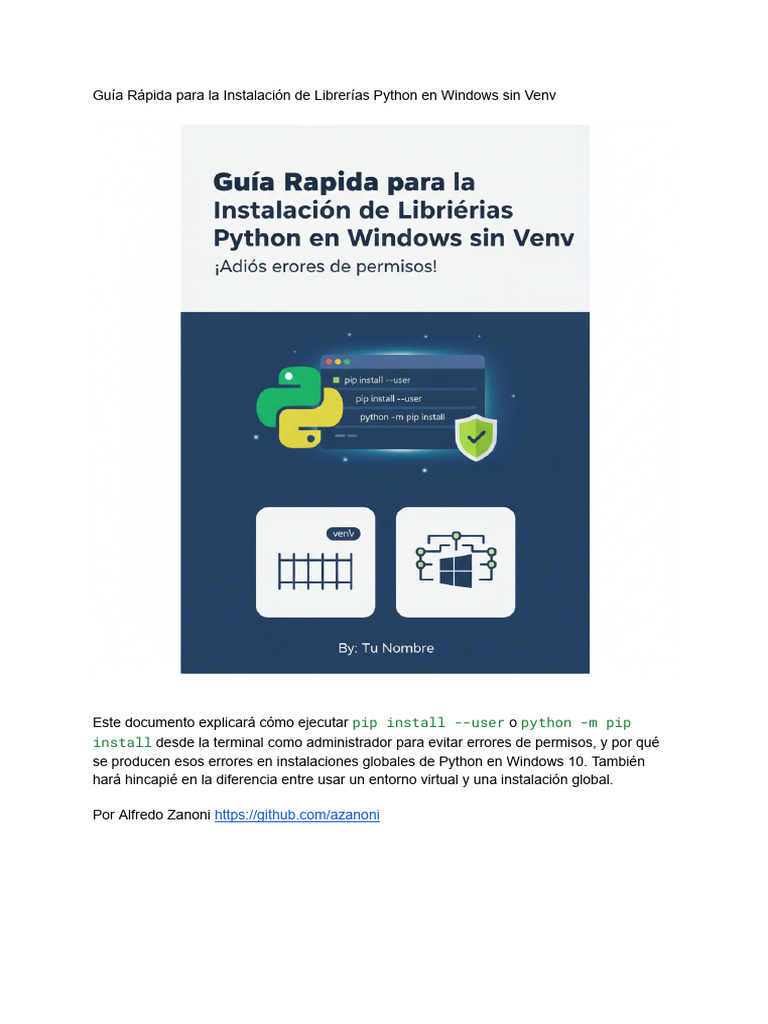 Guía Rápida para La Instalación de Librerías Python en Windows Sin Venv | PDF
