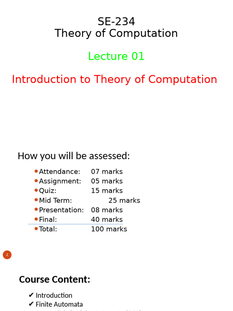 SE-234-Lecture-01-Intro To Theory of Computation | PDF | Automata ...